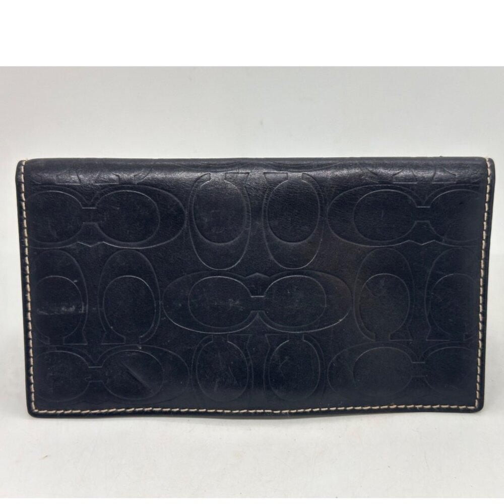 Coach Black Leather Embossed Logo Signature Checkbook… - Gem
